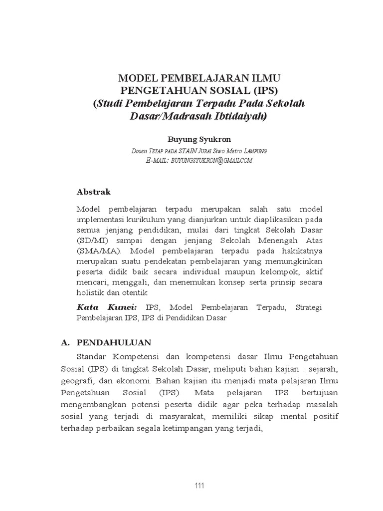 Model Pembelajaran Ips | PDF | Ilmu Sosial