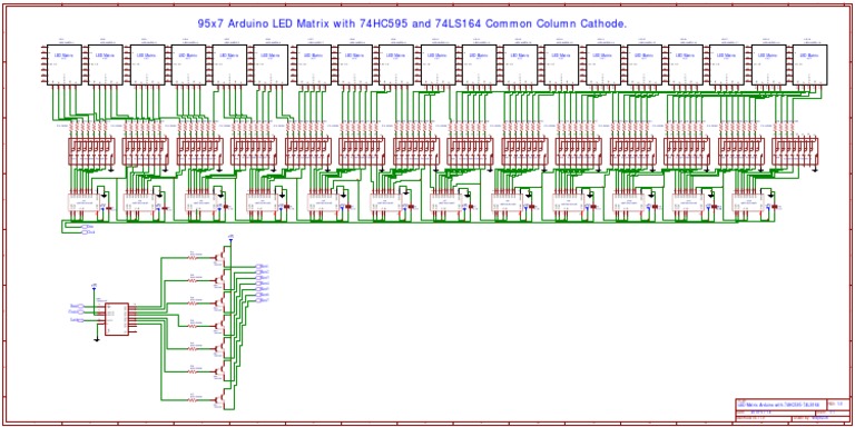 95x7 Arduino Led Matrix With 74hc595 And 74ls164 Common Column Cathode 