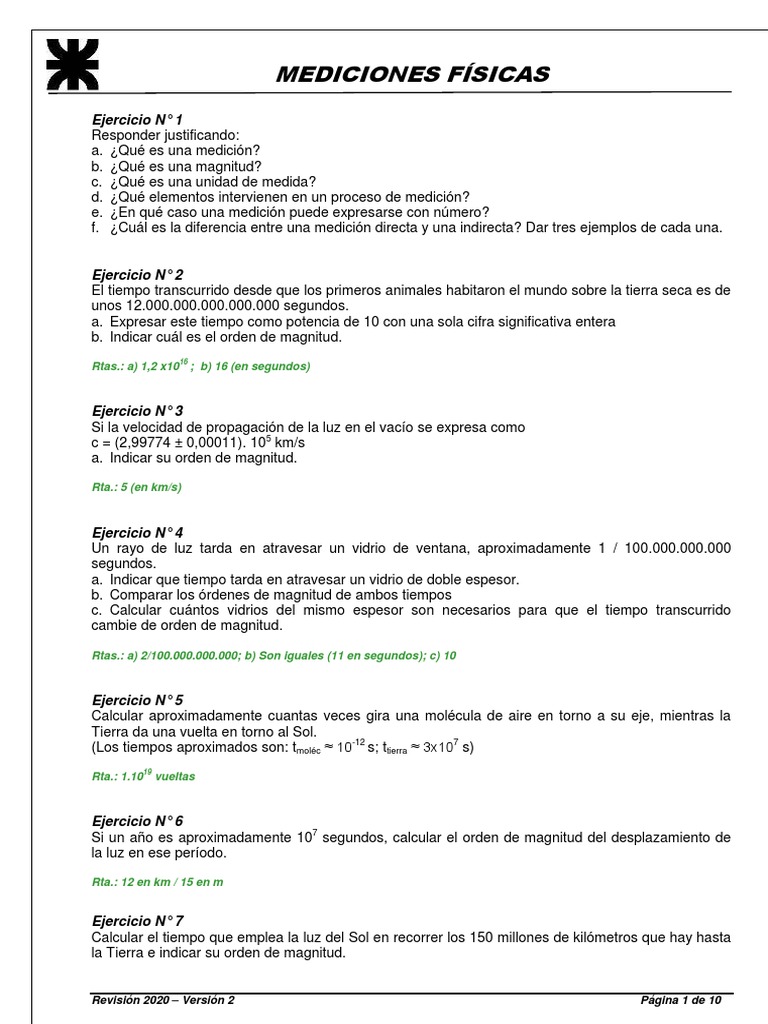 Guia-01 Mediciones 2020 V2 | PDF | Longitud | Medición