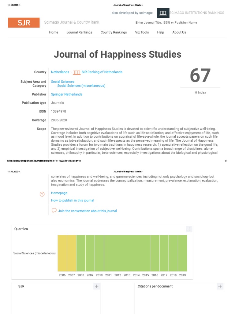 Journal of Happiness Studies | PDF | Happiness | Science