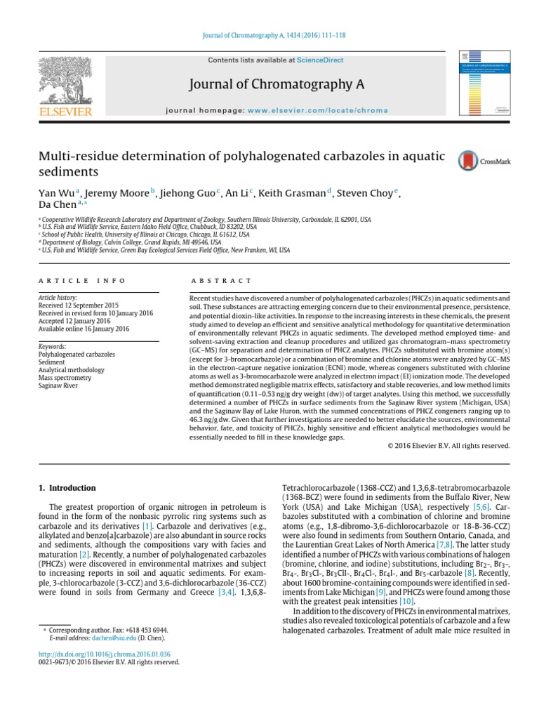 Journal of Chromatography A: Yan Wu, Jeremy Moore, Jiehong Guo, An Li ...