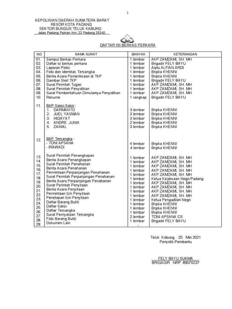 Daftar Isi Berkas | PDF