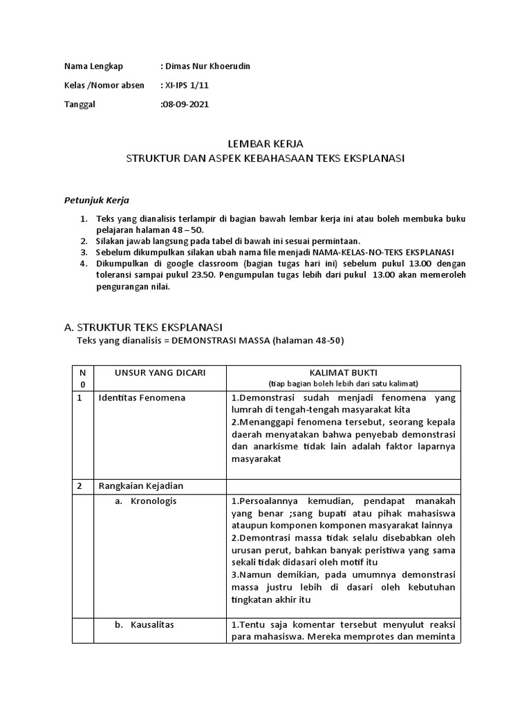 LKPD Teks Eksplanasi. | PDF