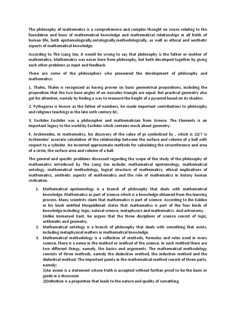 Chap 1 Philosophy Of Mathematics Pdf Teaching Mathematics Logic