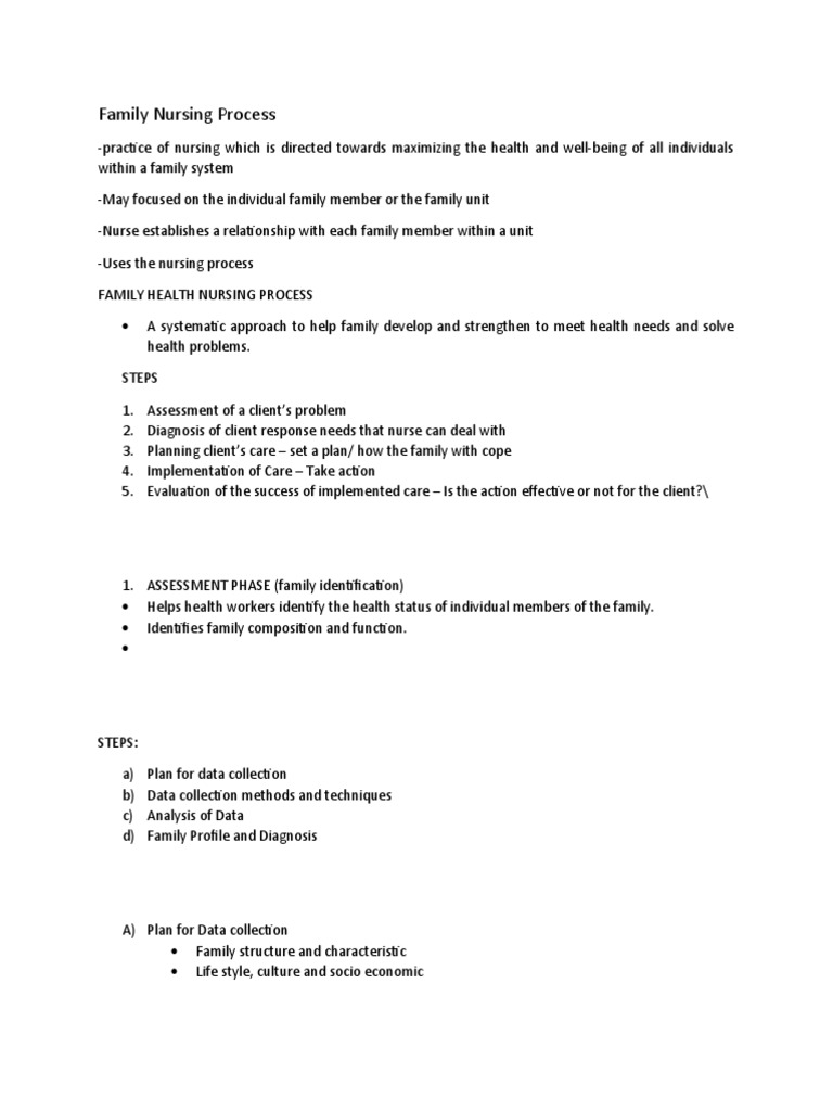 Family Nursing Process | Download Free PDF | Toilet | Goal