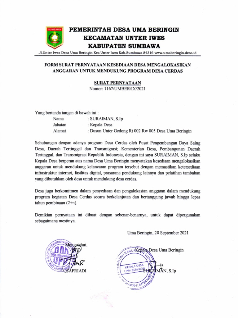 Surat Kelengkapan Administrasi | PDF