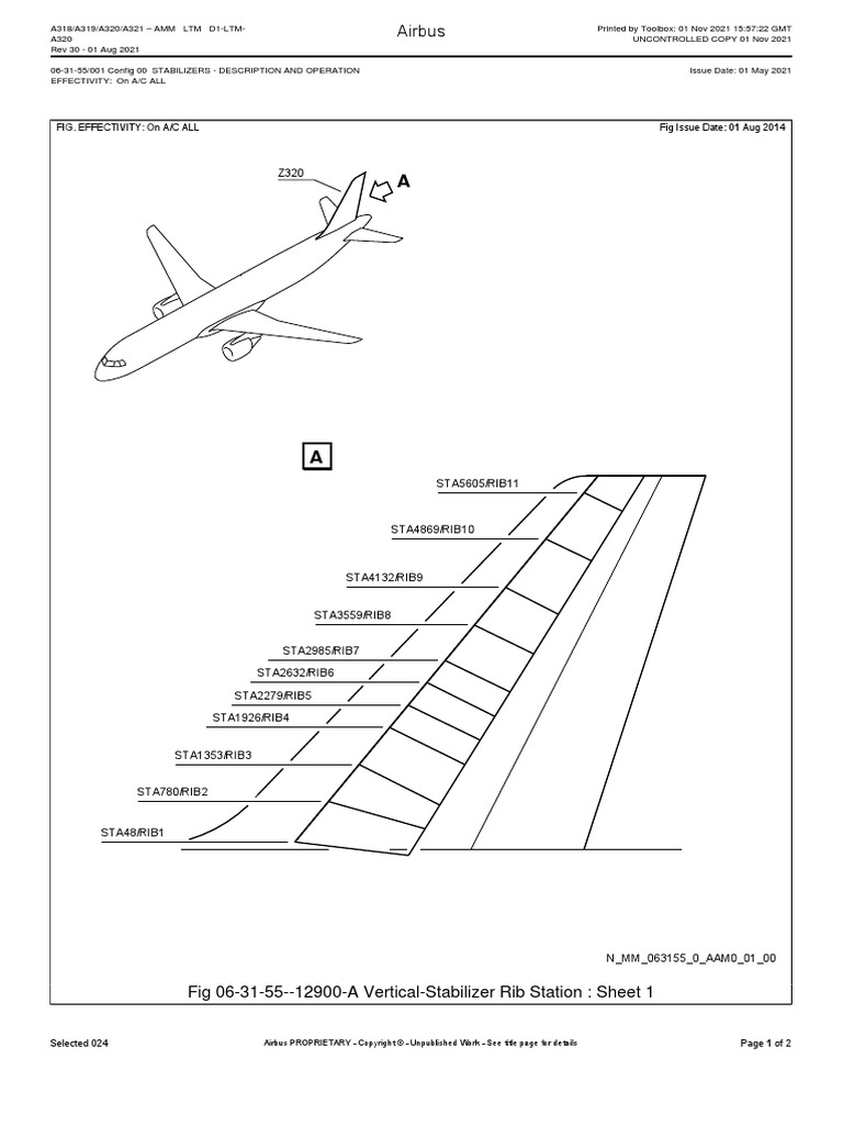 Fig 06-31-55 - 12900-A Vertical-Stabilizer Rib Station: Sheet 1 | PDF ...