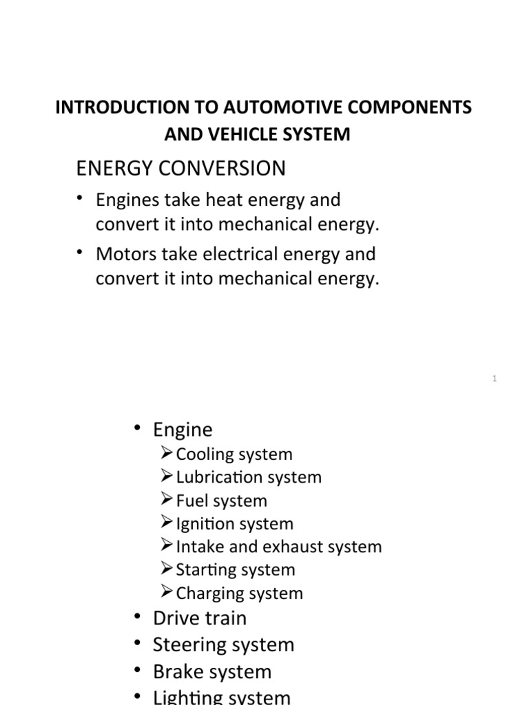 Introduction To Automotive Components And Vehicle System Pdf