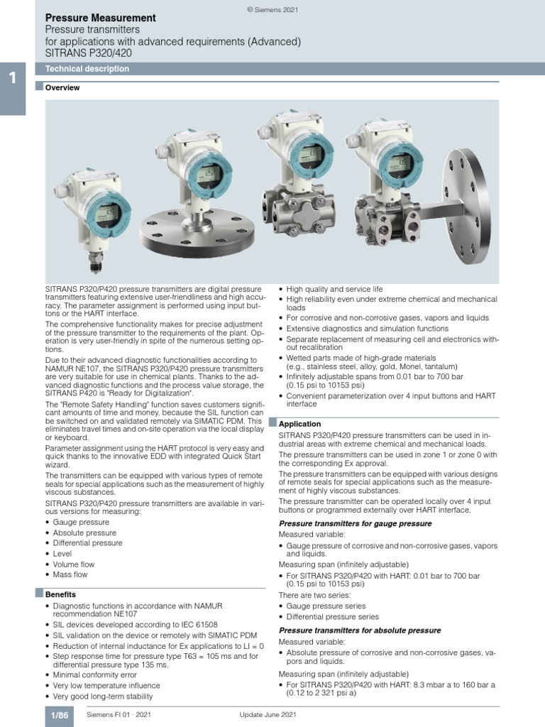 Sitransp p320 p420 Fi01 en | Download Free PDF | Pressure Measurement ...