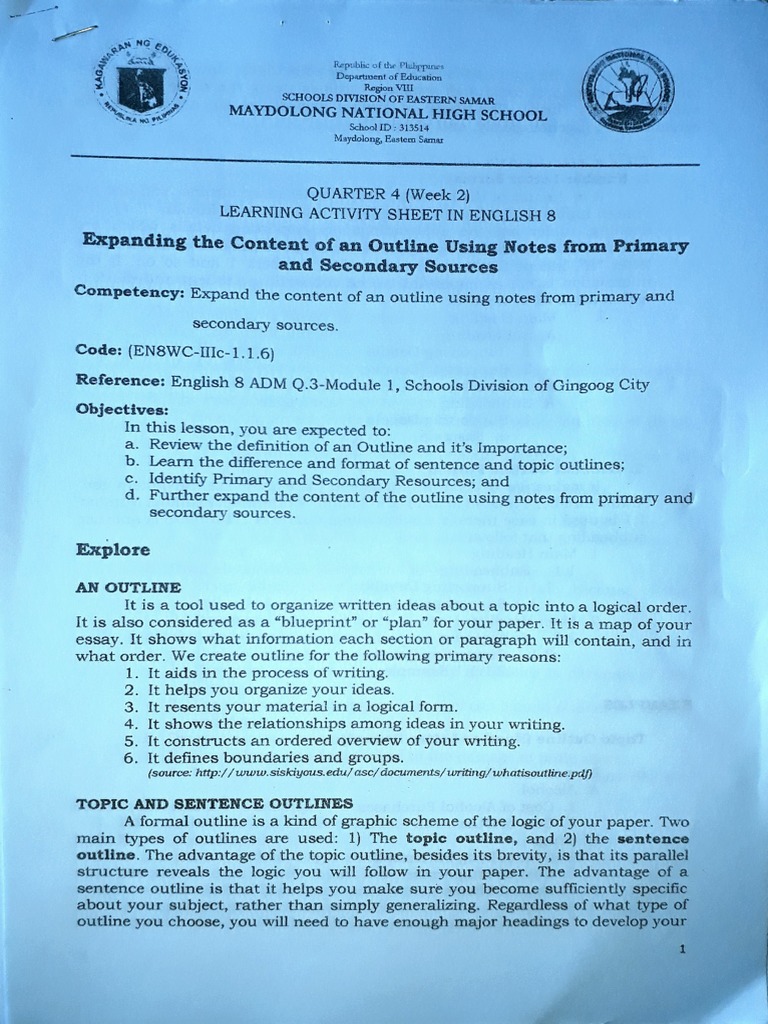 Learning Activity Sheet 1 | PDF | Written Communication