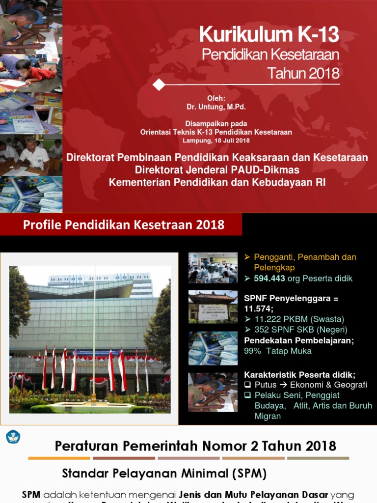 Kurikulum K-13 Pendidikan Kesetaraan 2018 | PDF