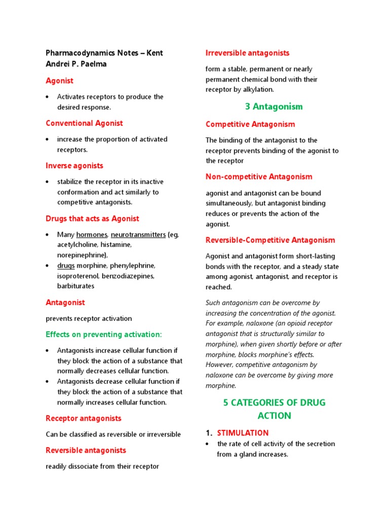 Pharmacodynamics Notes - Kent Andrei P. Paelma: Irreversible ...