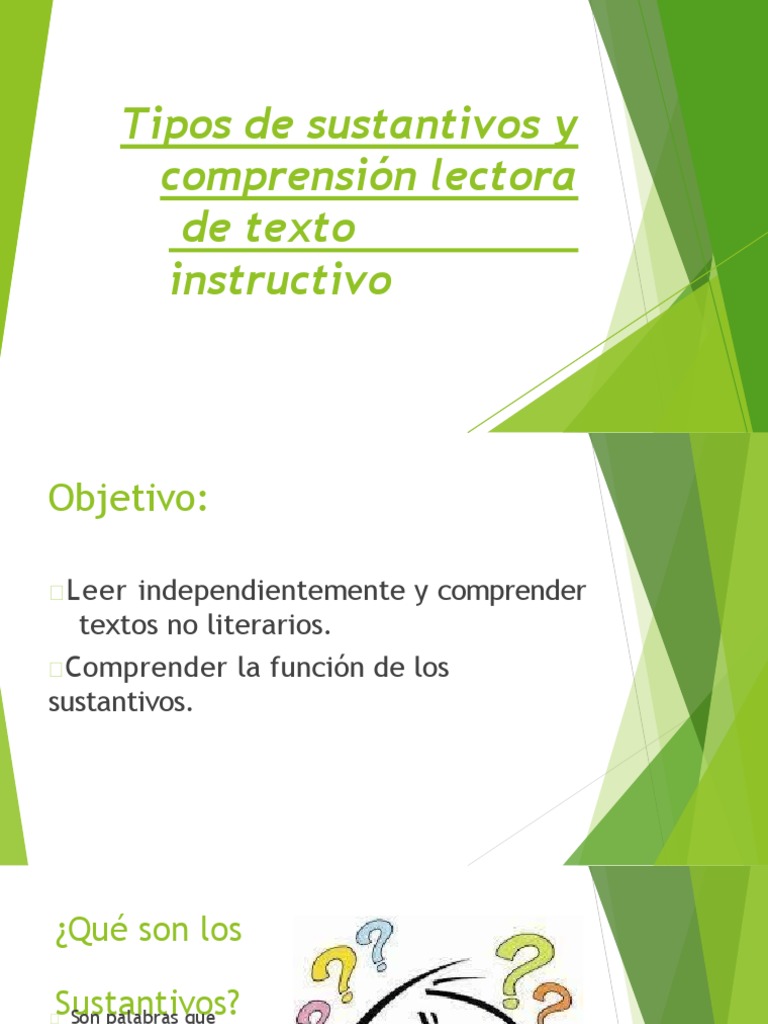 Tipos de Sustantivos y Comprensión Lectora de Textos Instructivo Sem ...