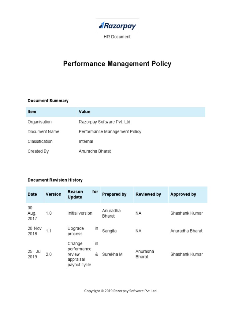 Performance Management Policy v2 | PDF | Performance Appraisal | Goal