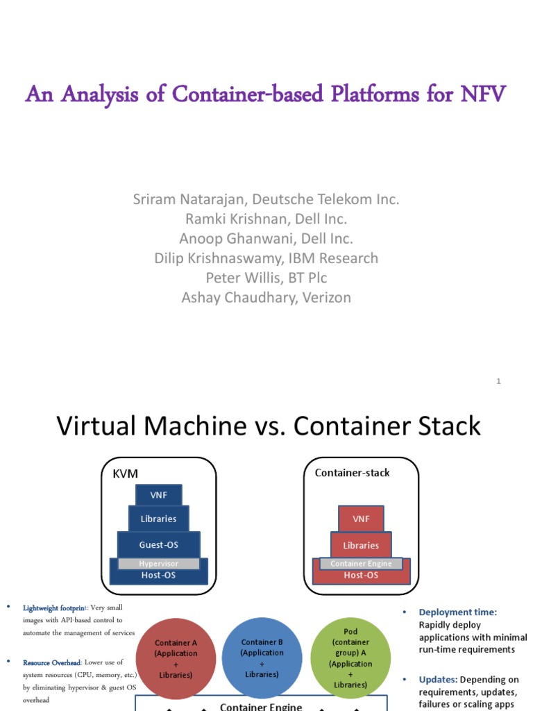 An Analysis of Container-Based Platforms For NFV | PDF | Virtual Machine | Operating System ...