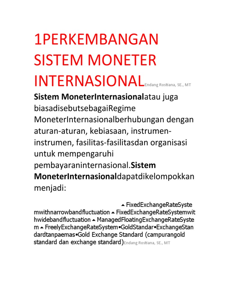 An Sistem Moneter Internasionalendang Rostiana | PDF | Pengelolaan Keuangan & Uang