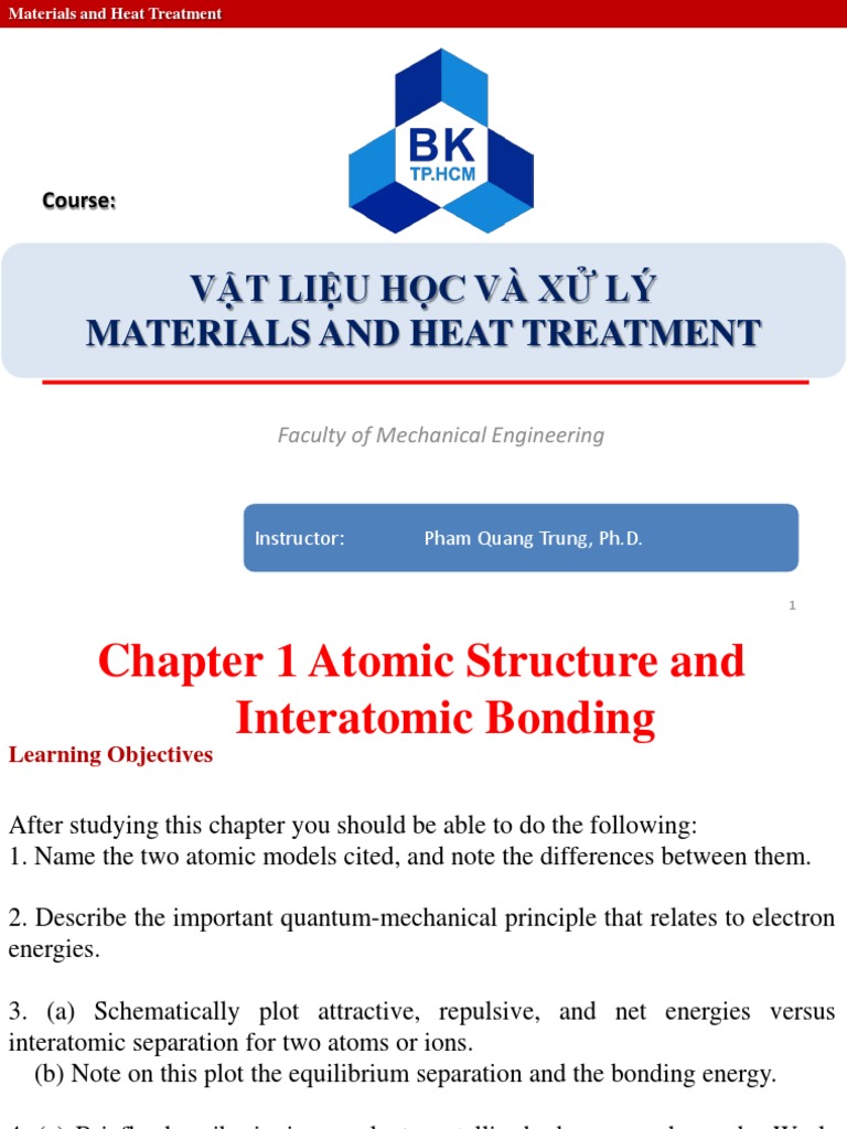 PQT Chapter 2 - Atomic Structure and Interatomic Bonding | PDF | Chemical Bond | Ionic Bonding