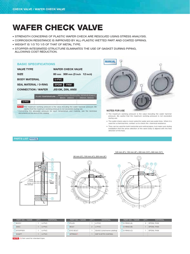 Asahi Wafer Check Valve | PDF | Valve | Pressure