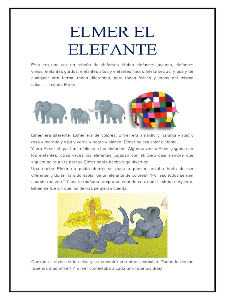 Elmer El Elefante Para Imprimir Ejercicios De Comprensión Lectora En