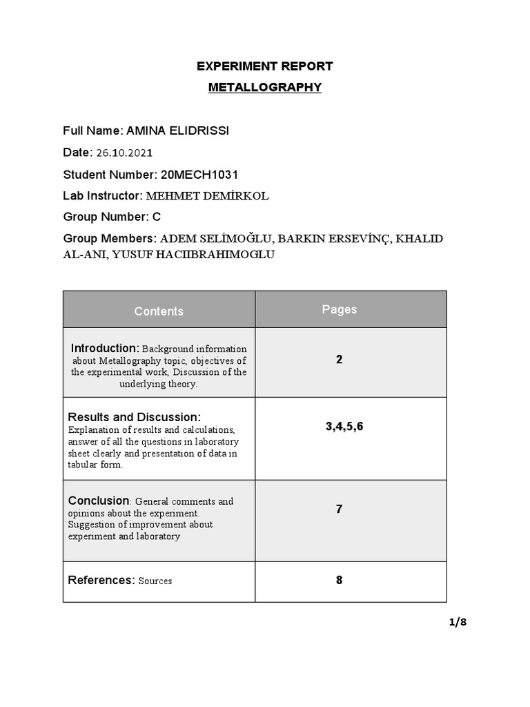 Metallography Experiment Report | PDF | Crystallite | Physical Sciences