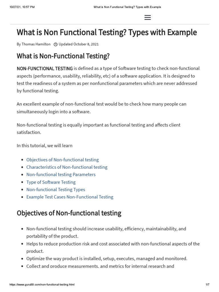 77what Is Non Functional Testing - Types With Example | PDF | Software ...