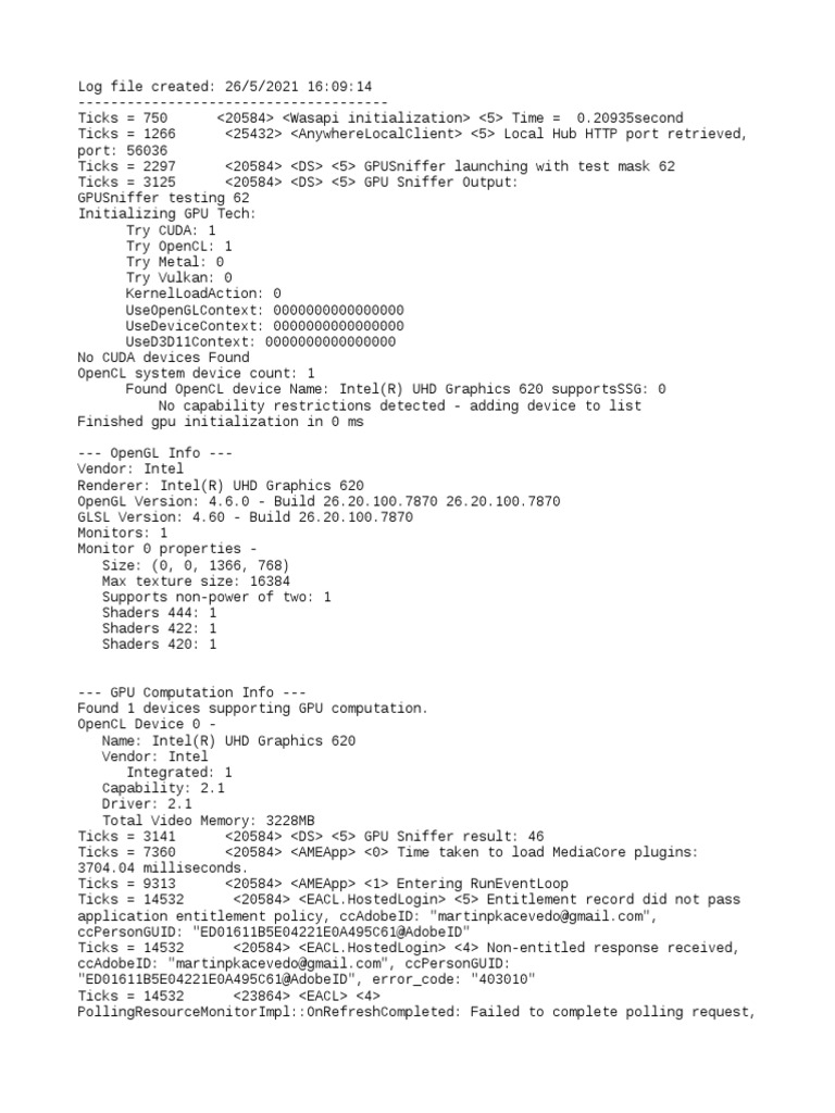Adobe Media Encoder Log-Last | PDF | Graphics Processing Unit | Computer Graphics