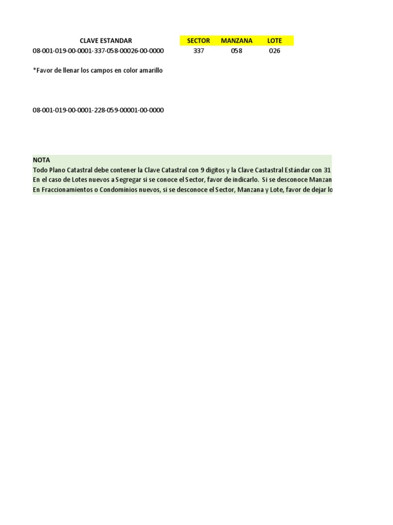 Clave Catastral Estándar y Ejemplos | PDF