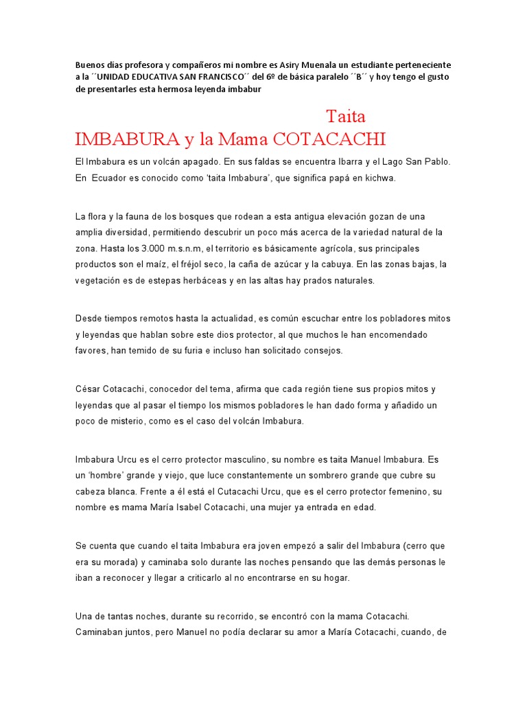 Taita Imbabura y La Mama Cotacachi | PDF