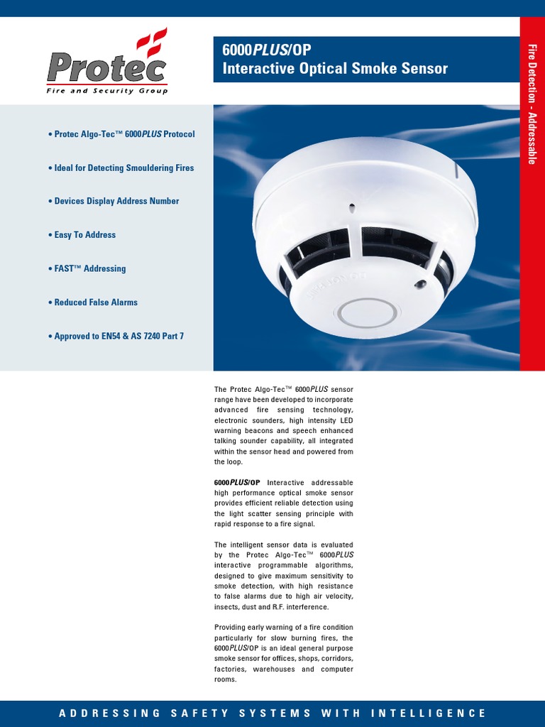 6000PLUS/OP Interactive Optical Smoke Sensor: - Protec Algo-Tec ...