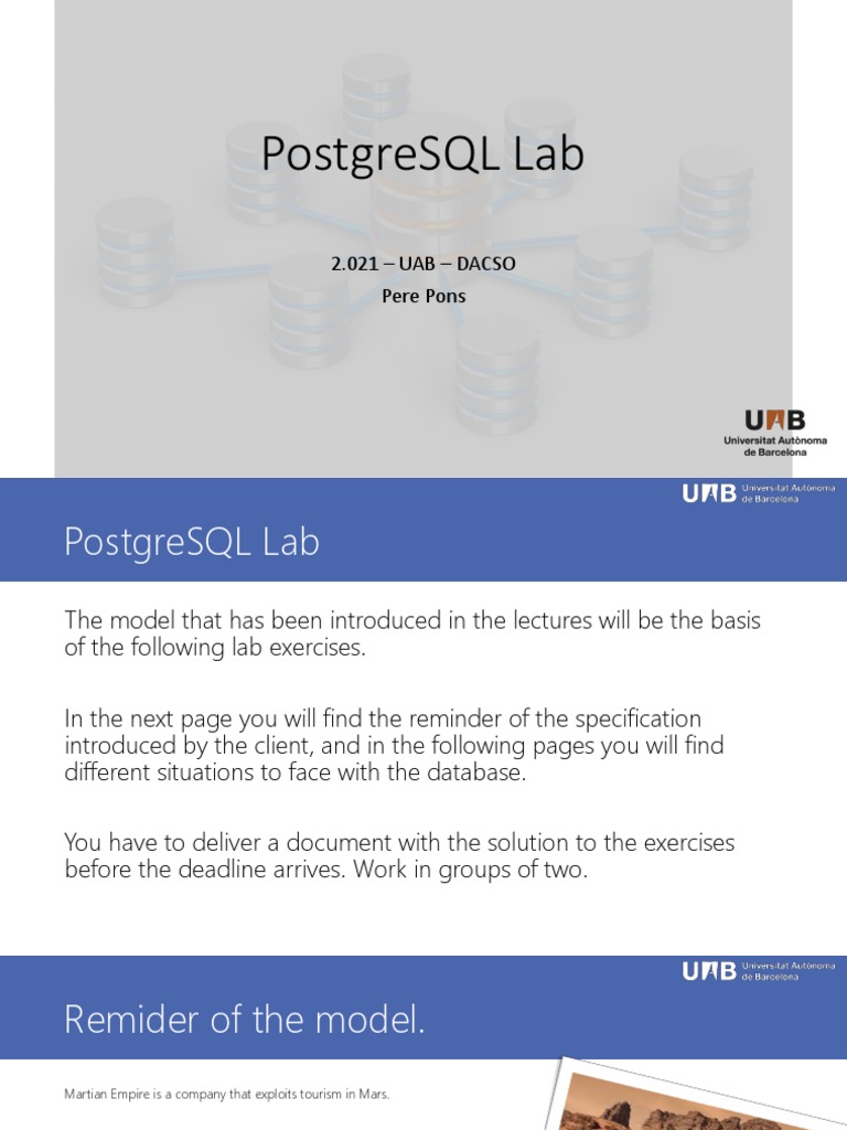 04 PostgreSQL Lab Exercises | PDF | Information Science | Databases