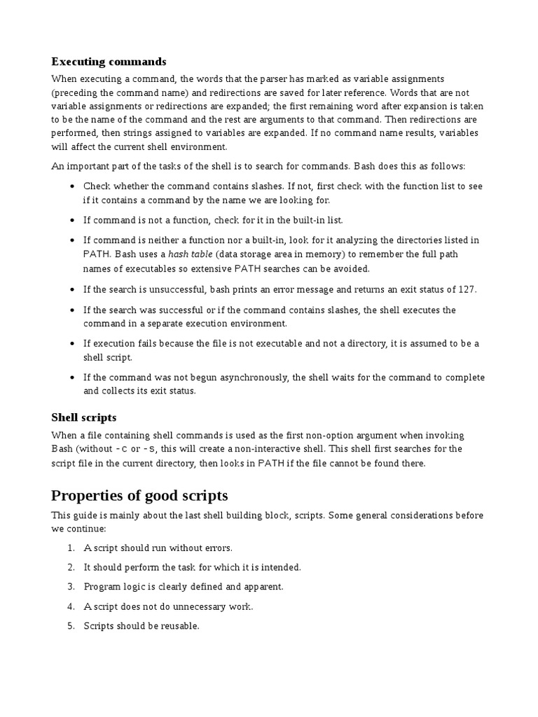 Shell Command Execution and Scripting Guide | PDF | Computer File | Shell (Computing)