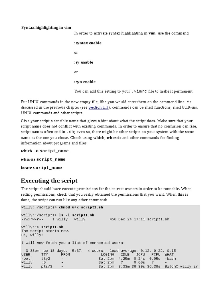 Executing The Script: Syntax Highlighting in Vim | PDF | Unix | Software Engineering