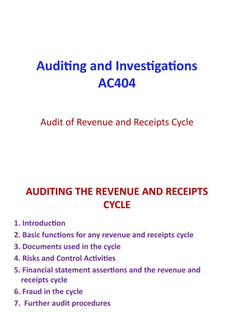 Revenue and Receipts Cycle Audit Guide | PDF | Audit | Receipt