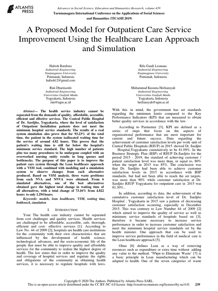 A Proposed Model For Outpatient Care Service Improvement Using The ...
