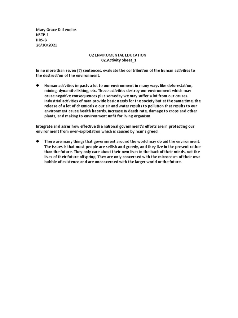 NSTP Activity Sheet - 1 | PDF