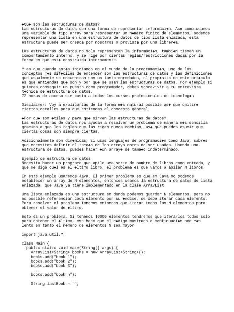 Que Son Las Estructuras de Datos | Descargar gratis PDF | Estructura de datos de matriz | Java ...