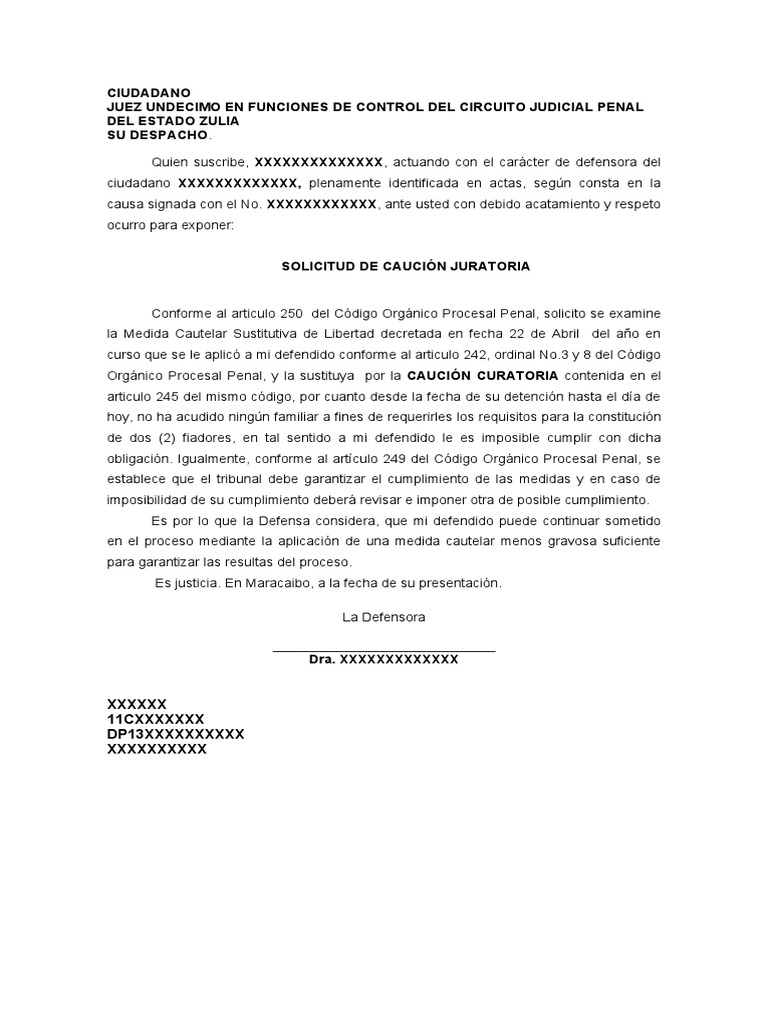 Modelo de Caución Juratoria | PDF