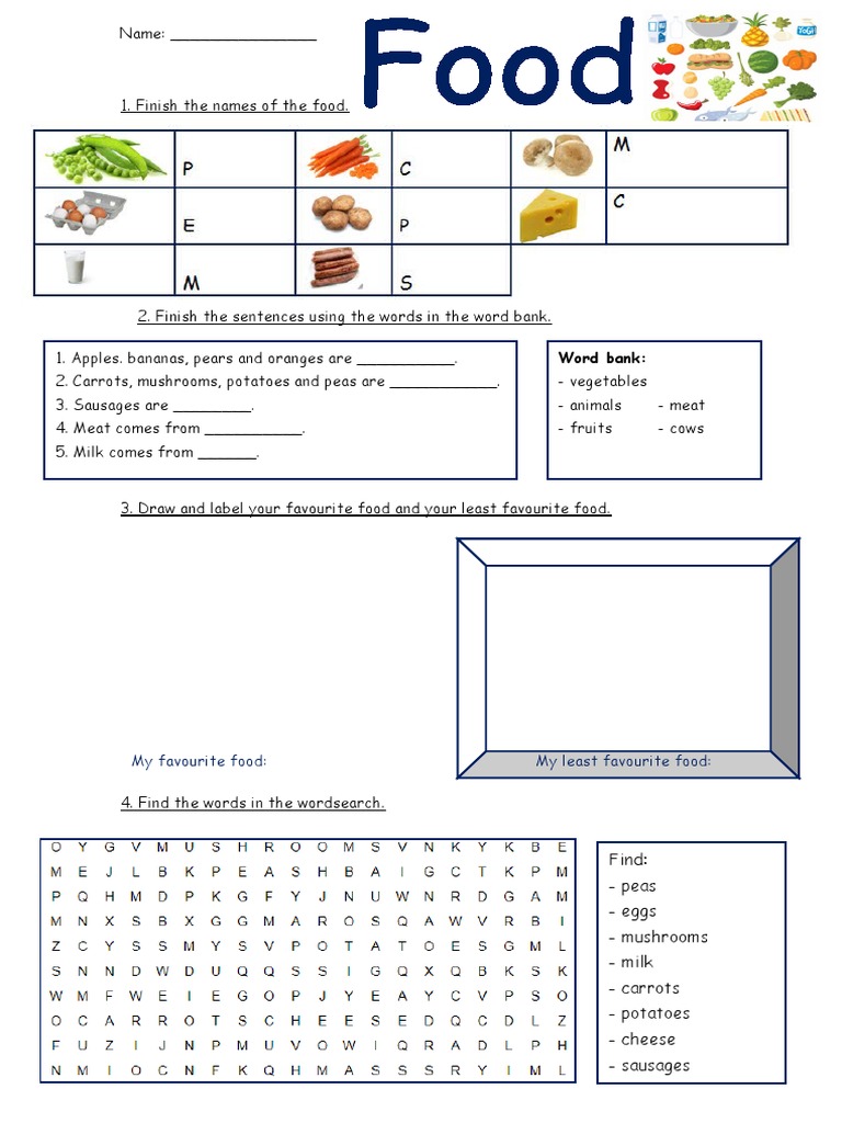 Food Worksheet Fun Activities Games Information Gap Activities Wa ...