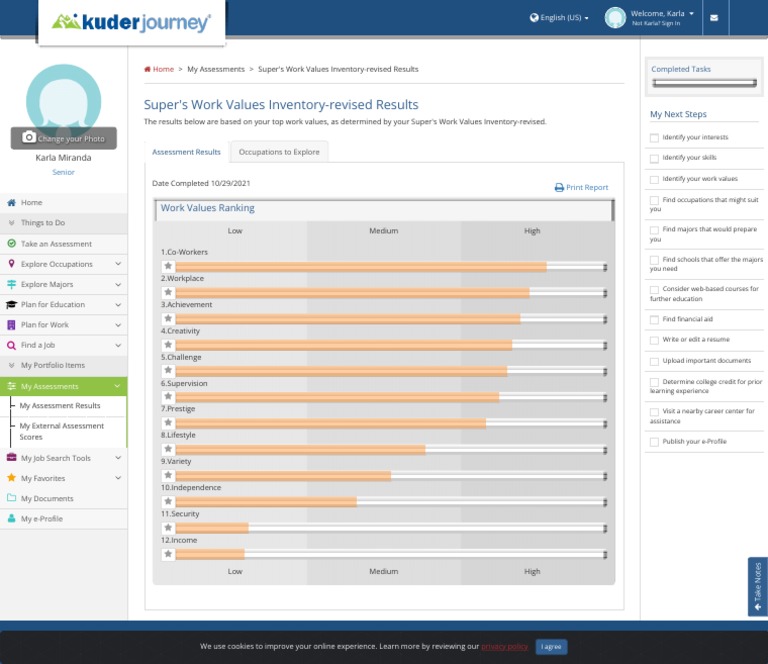 Work Values Assessment Results | PDF