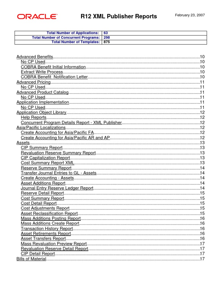 R12 Reports Templates | PDF