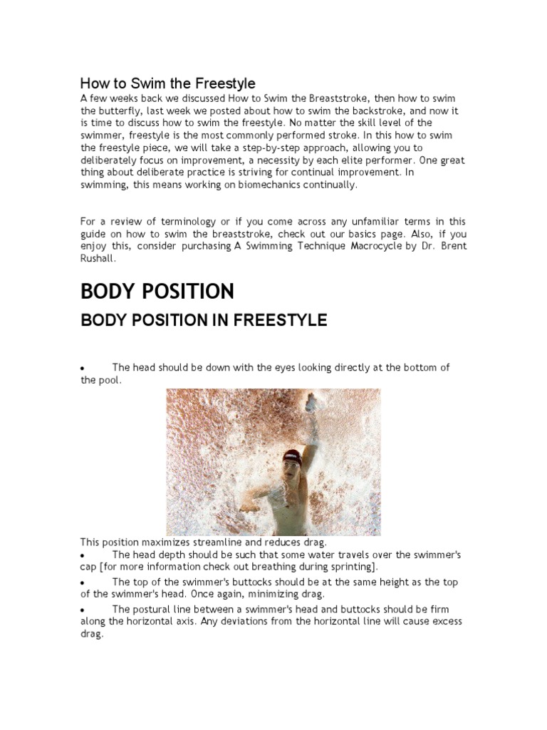 How To Swim The Freestyle | PDF | Anatomical Terms Of Motion | Elbow