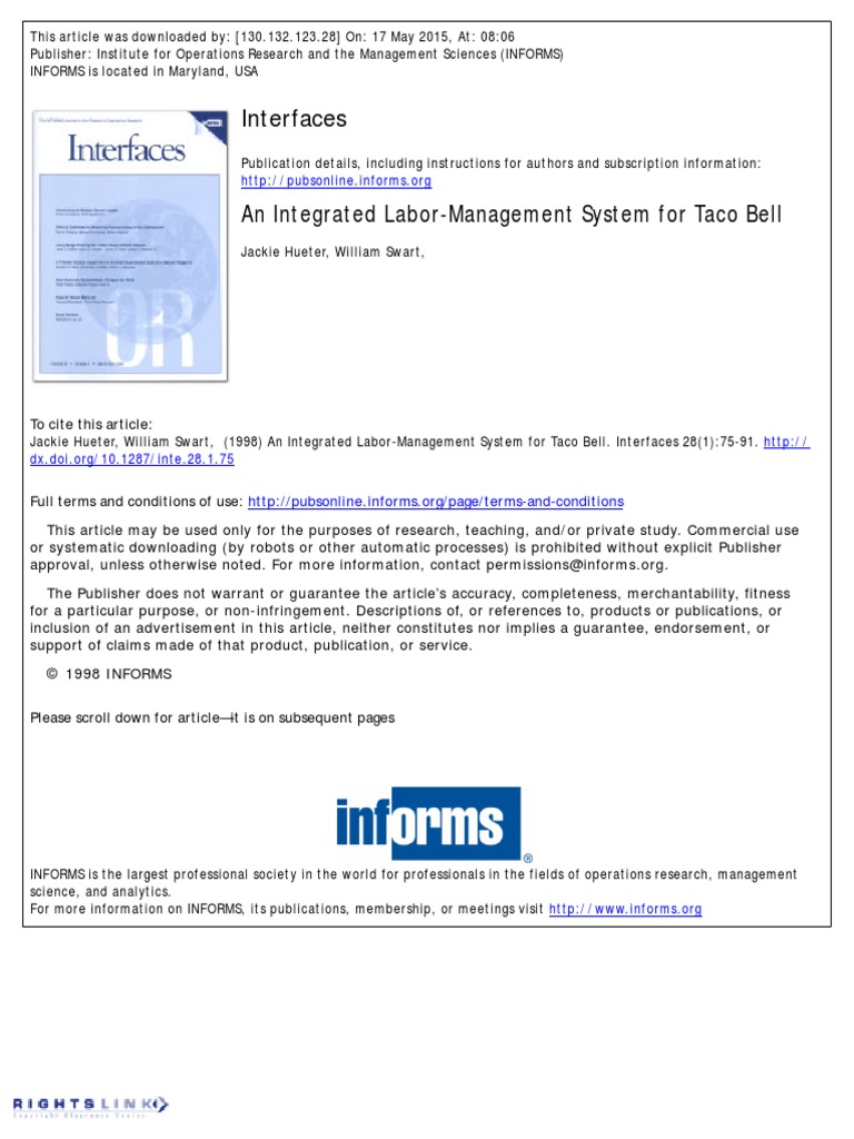 An Integrated Labor-Management System For Taco Bell | PDF | Sales ...
