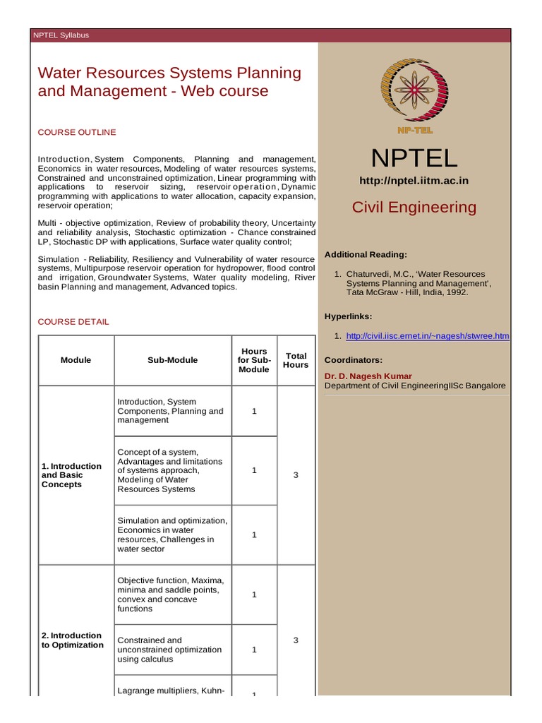 Nptel Hydro SCH | PDF | Mathematical Optimization | Numerical Analysis