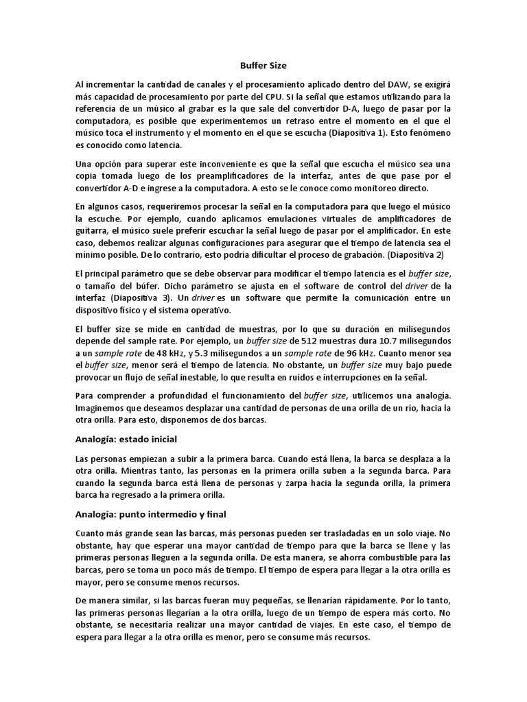 Buffer Size | PDF | Almacenador intermediario de datos | Informática