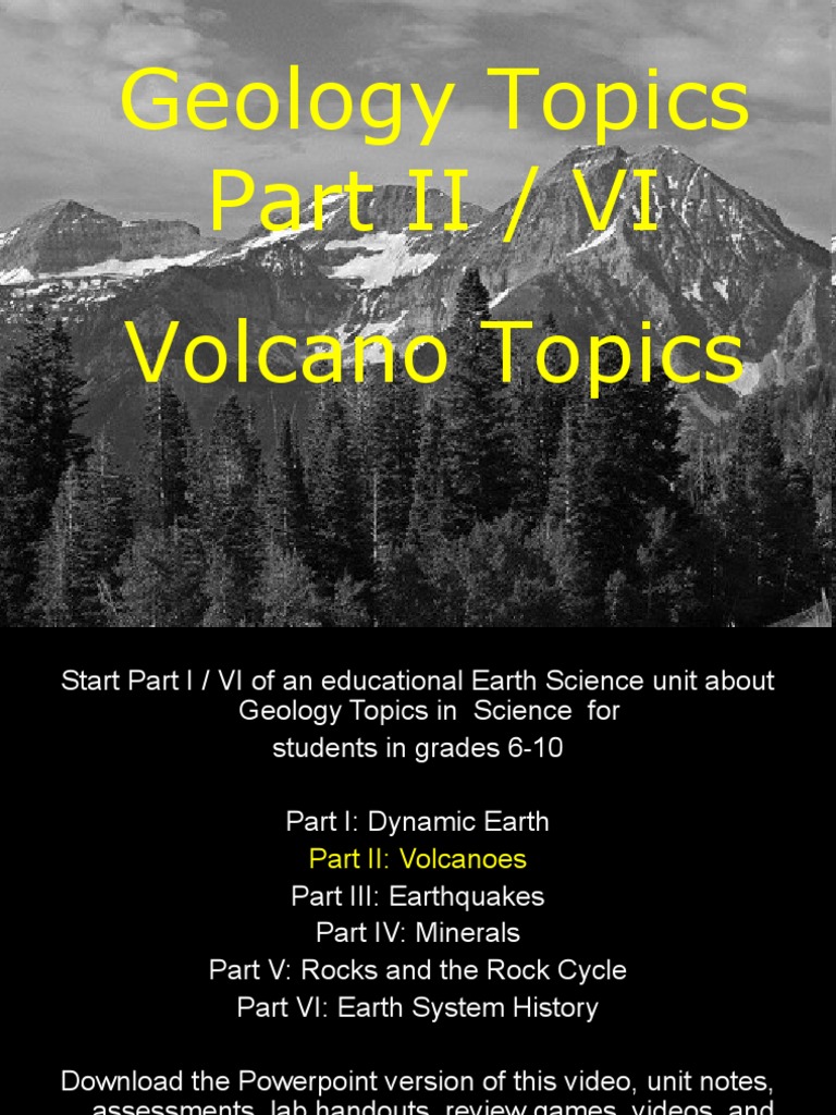 Geology Topics Unit Part II/V Volcanoes - For Educators - Download at ...