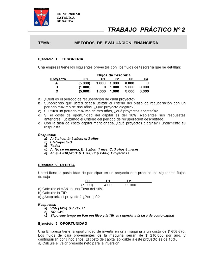 Practico Eval. Inversiones 1 - UCASAL | PDF | Tasa interna de retorno | Depreciación