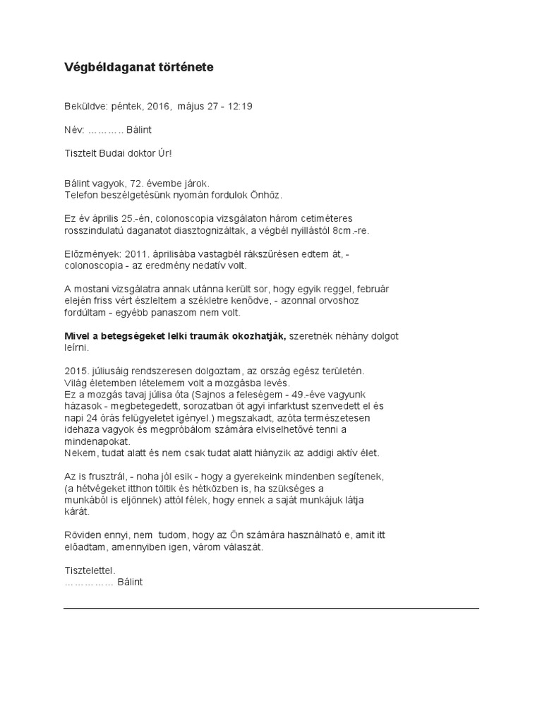 Vegbel Daganat Tortenete | PDF