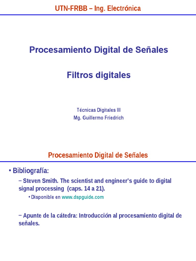 Presentación 2 - Filtros Digitales | PDF | Circunvolución | Algoritmos