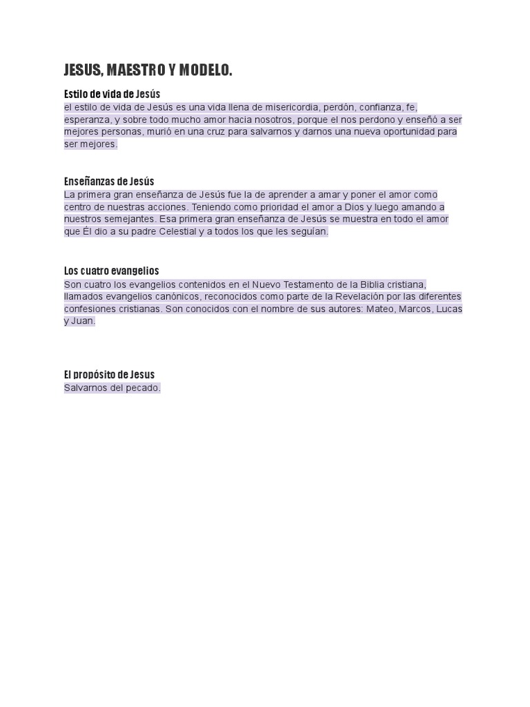 Jesus, Maestro y Modelo | PDF