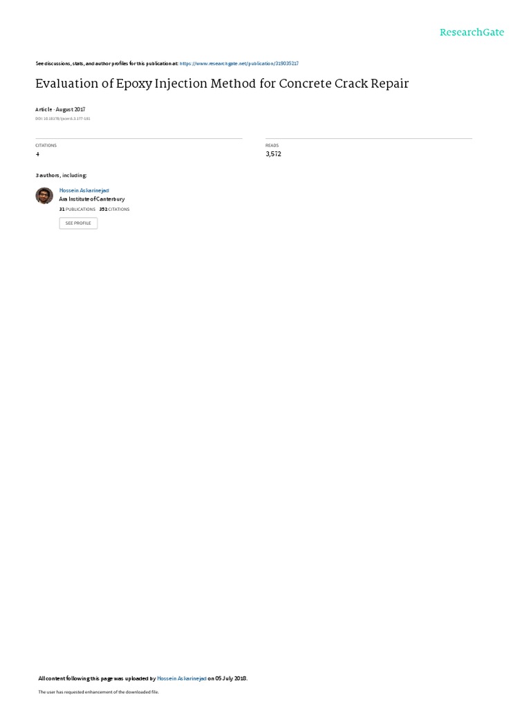 Evaluation of Epoxy Injection Method For Concrete Crack Repair | PDF ...